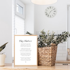 Big Sister Poem PRINT, Big Sister Gift, Sister Poem, Gift for Sisters ...