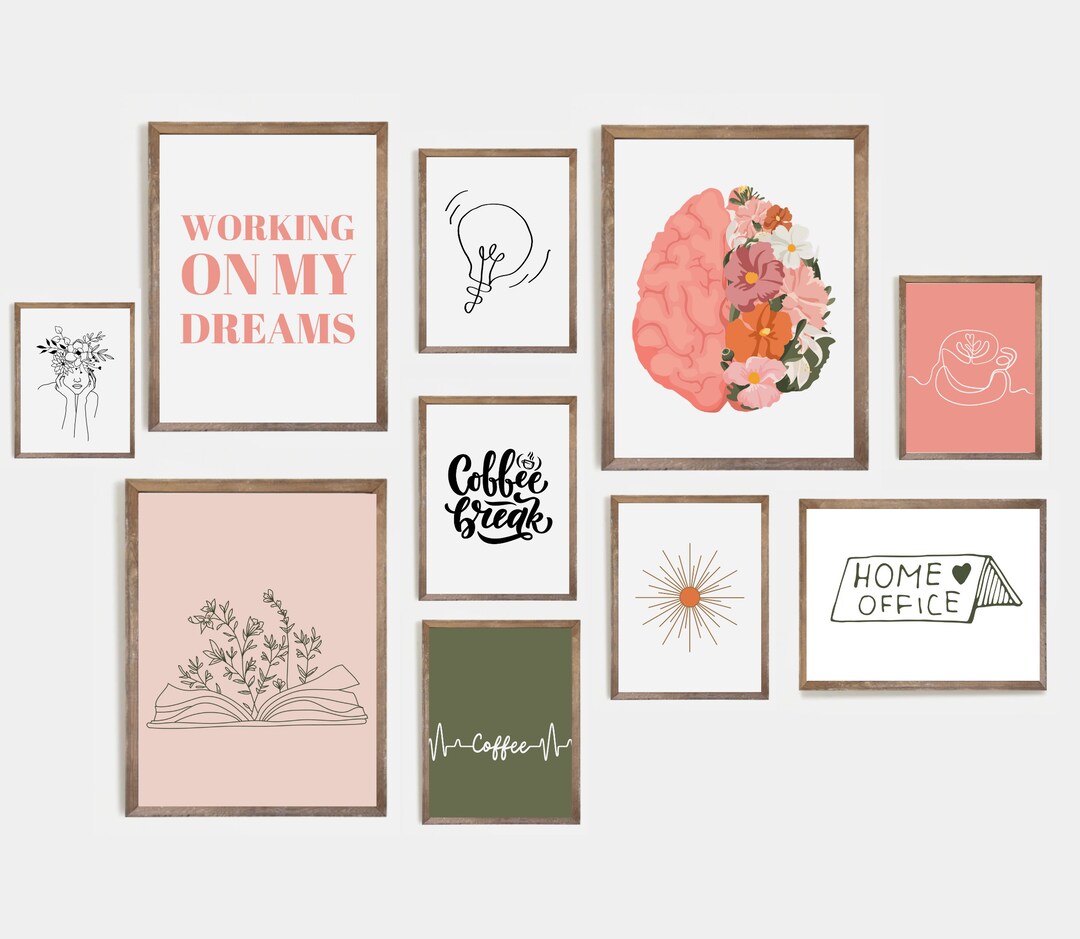 Home Office Set of 10 Prints, Office Wall Decor, Home Office Decor ...