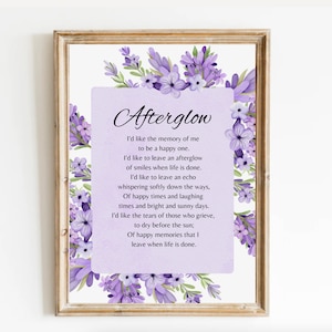 Afterglow Poem, Funeral Poem, Lost Loved One Poem, in Memory Of, Grief ...