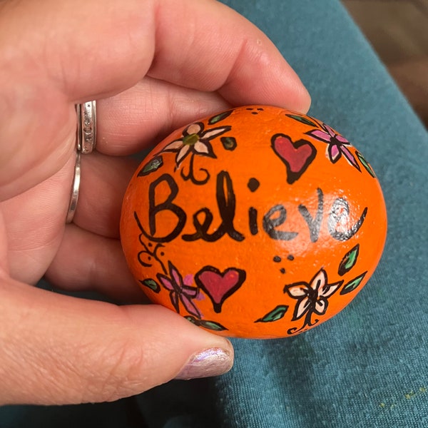 Painted Rock Believe - Etsy