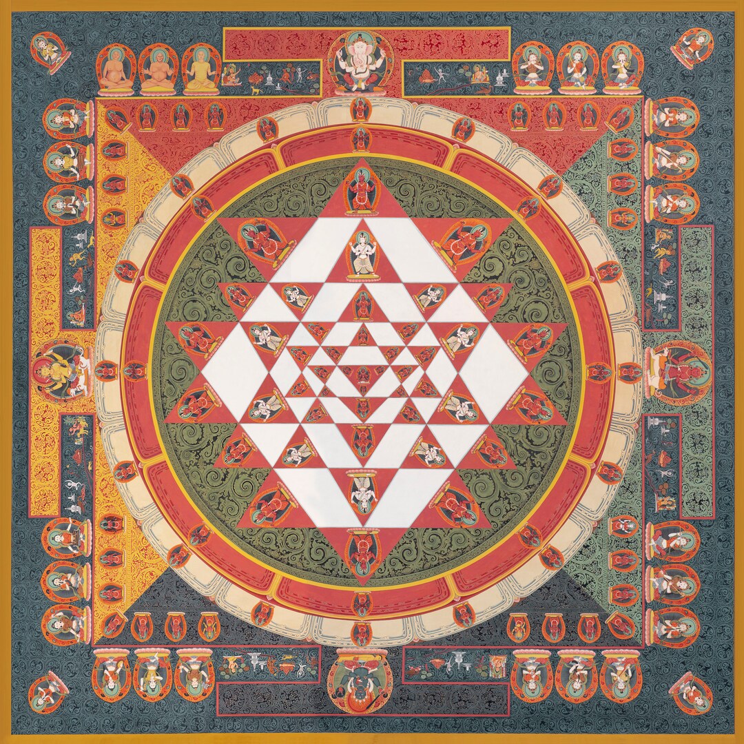 SHRI YANTRA MANDALA Painting With Yoginis Shree Chakra Yantra - Etsy