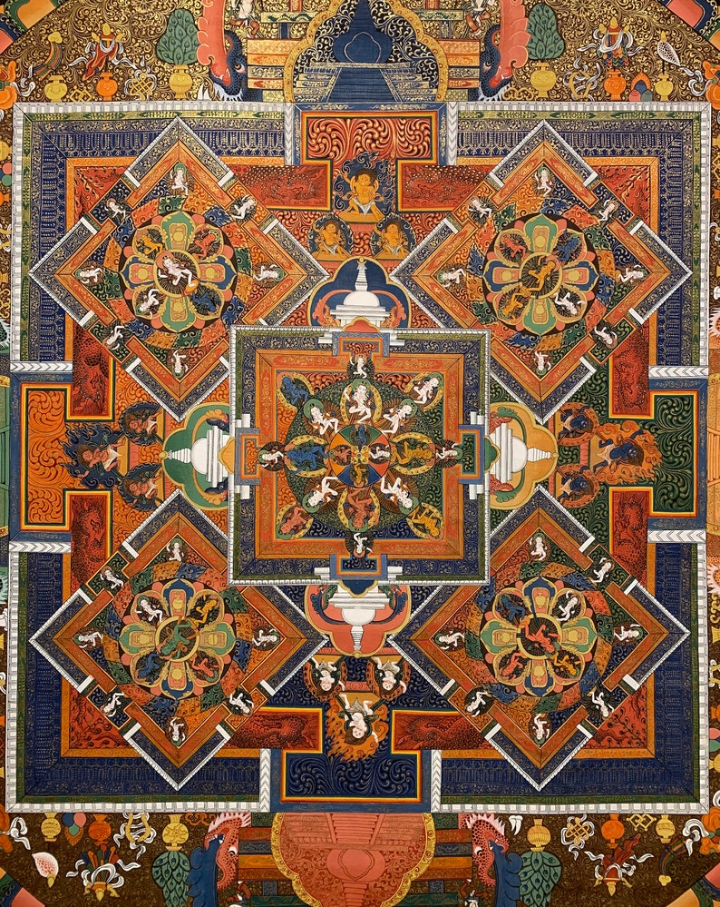 Large YOGINI DAKINI MANDALA Thangka Masterpiece Newari Buddhist Yogini Mandala Original Hand ...