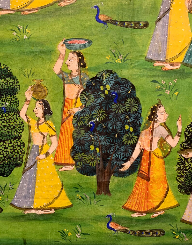 ANTIQUE PICHWAI Krishna's Dance of Divine Love Krishna and Gopis ...