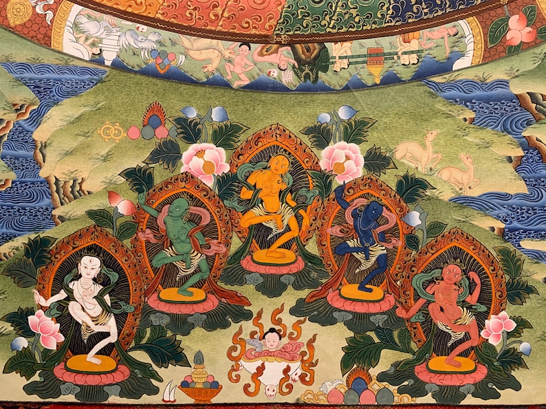 Large Five Wisdom Dakini Mandala Thangka | Tantric Yogini Mandala ...