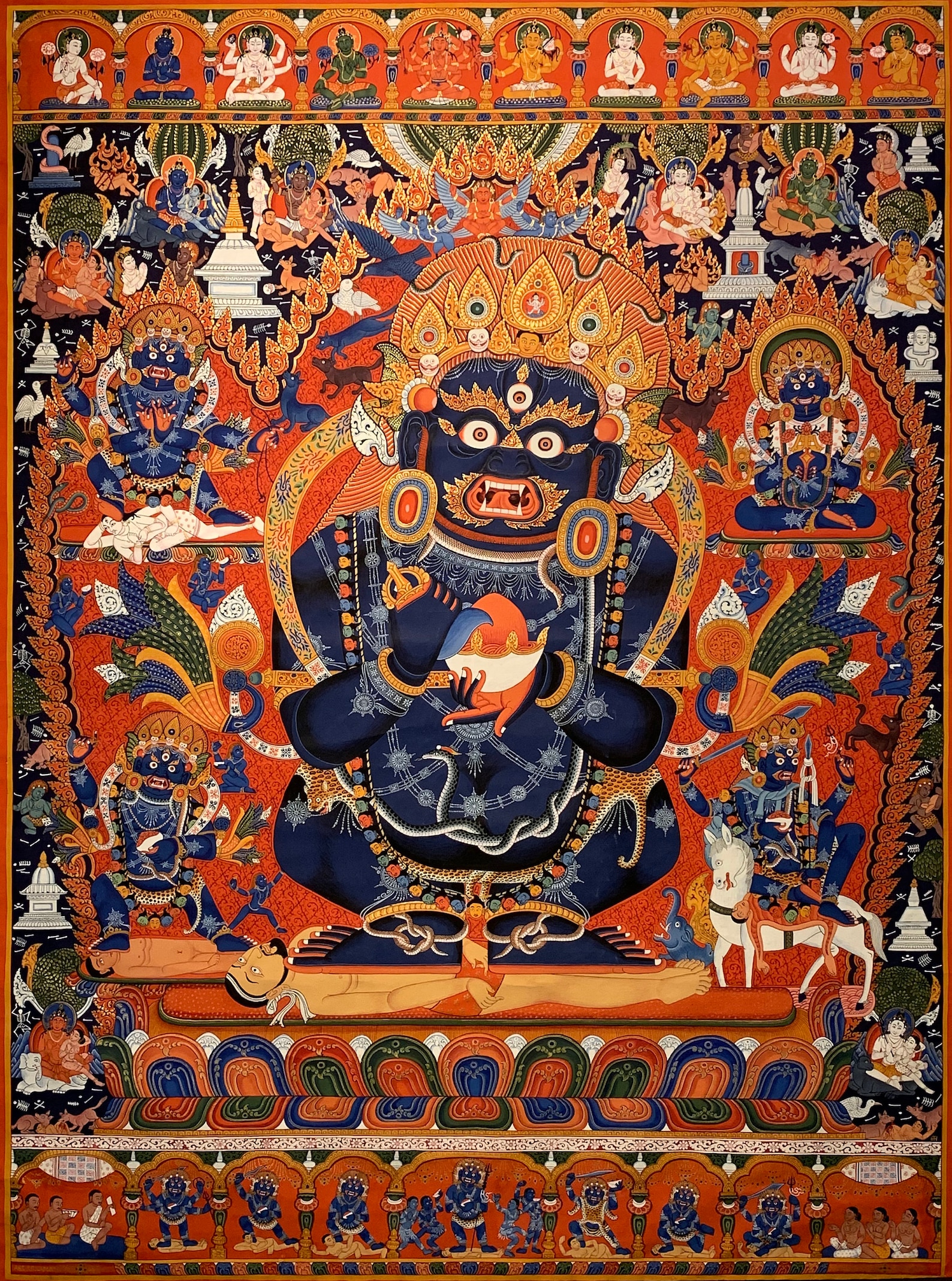 Newari Mahakala Thangka | Wrathful Tibetan Buddhist Mahakala Protector ...