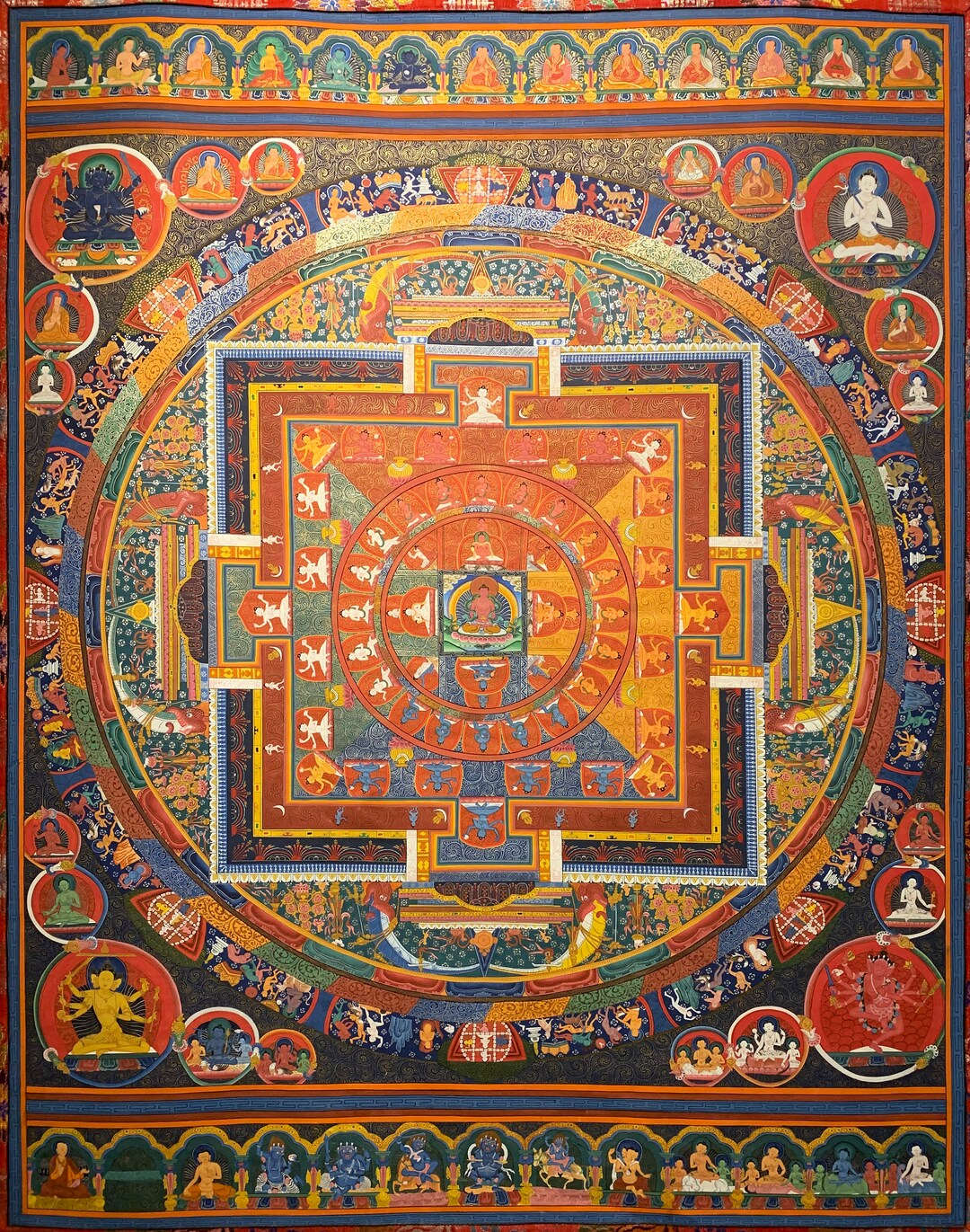 Large Newari Amitayus Amitabha Buddha Thangka | Paubha Amitayus Mandala ...