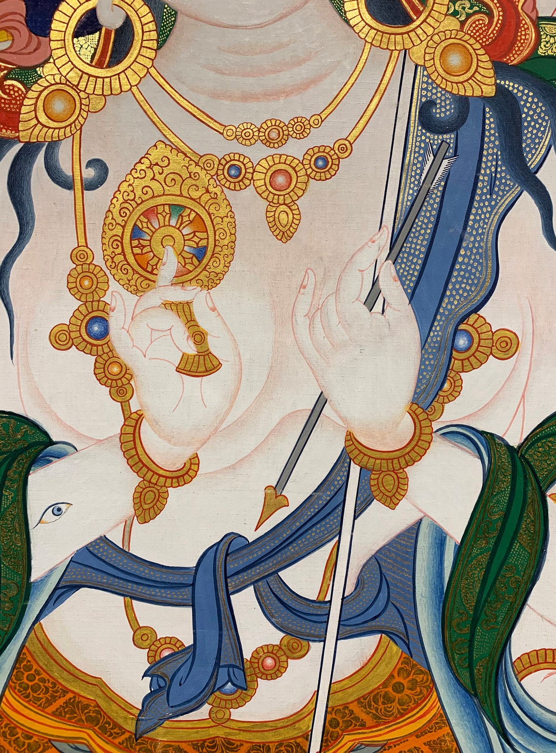 Large Dukkar Sitatapatra Thangka in Brocade Frame Tibetan Buddhist ...