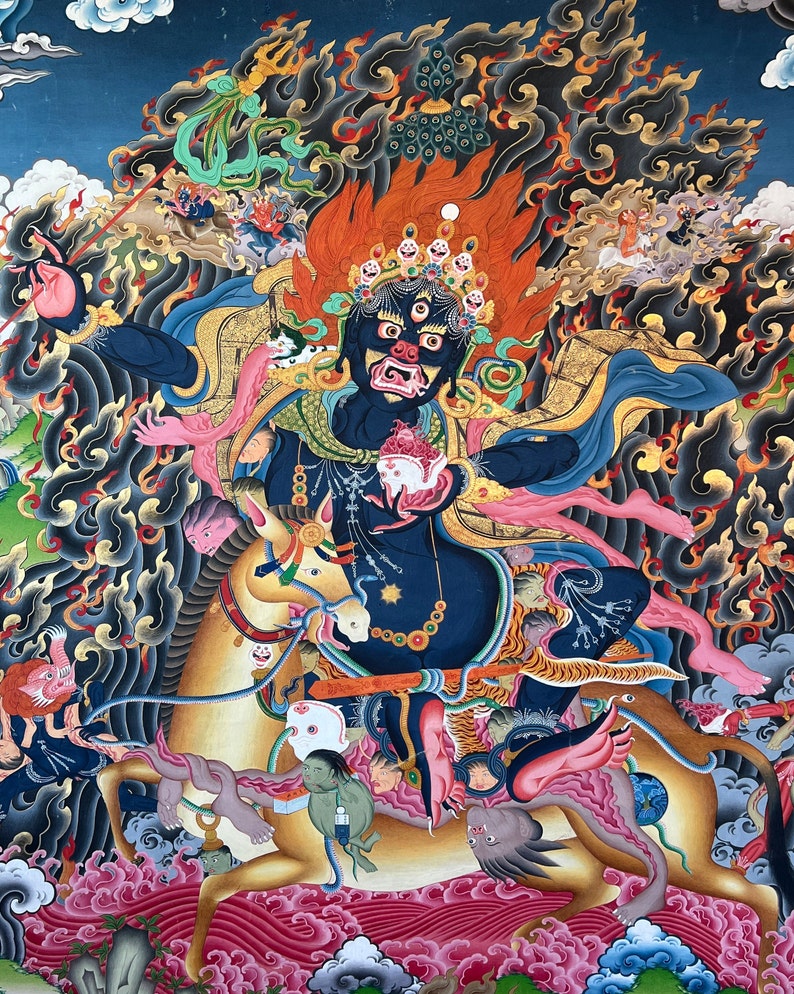 Vintage Palden Lhamo Thangka: Hand-painted Tibetan Buddhist Art (115.5 ...