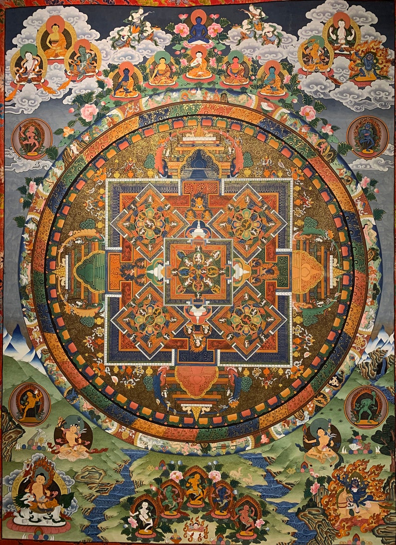 Large YOGINI DAKINI MANDALA Thangka Masterpiece Newari Buddhist Yogini Mandala Original Hand ...