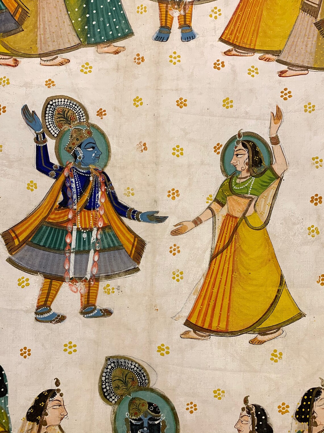 ANTIQUE PICHWAI Krishna's Dance of Divine Love Krishna and Gopis ...