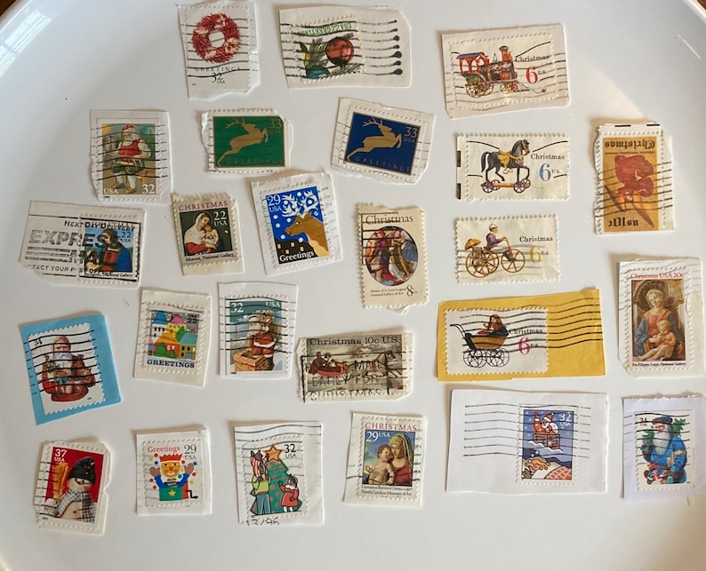 CHRISTMAS STAMPS USA 80s-90s Unique Groups of 25 - Etsy