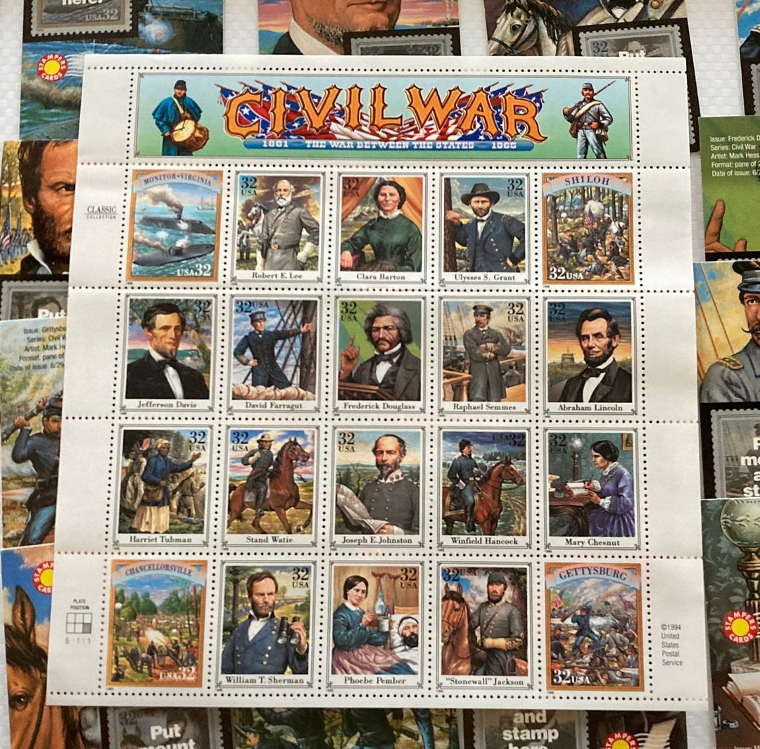 CIVIL WAR Postage Stamp Pane & Cards 1995 - Etsy