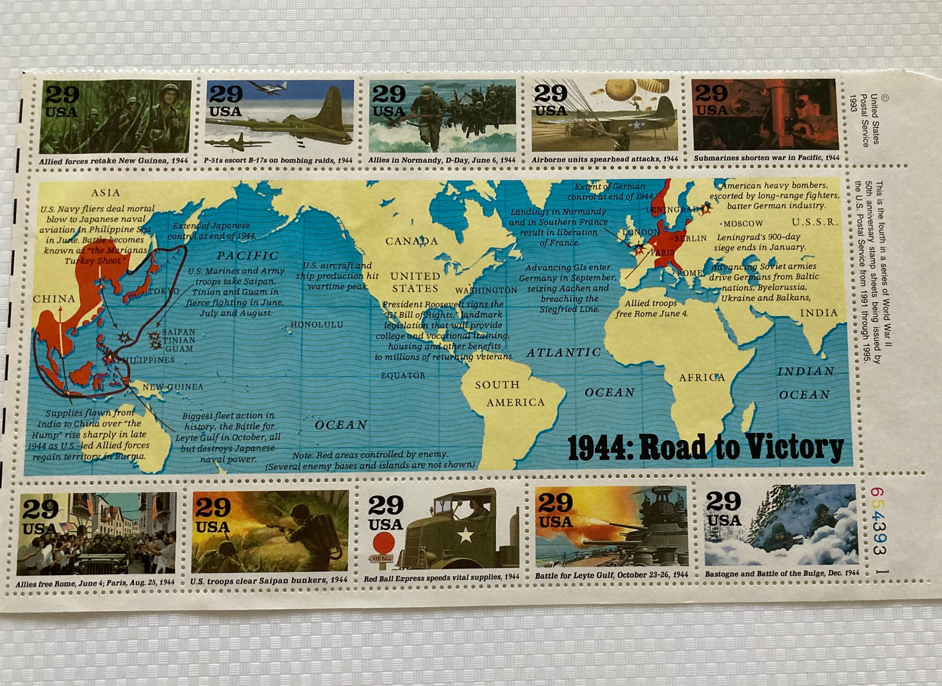 1995 WWII Postage Stamp Panes - Etsy
