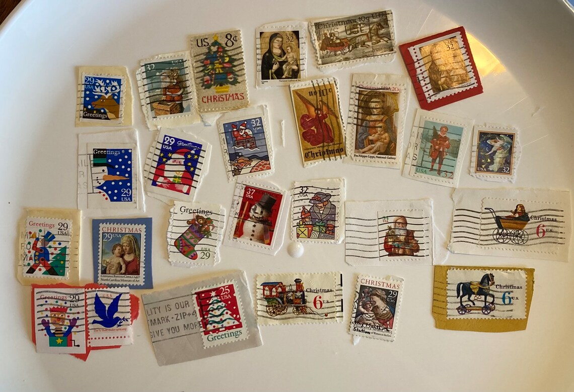 CHRISTMAS STAMPS USA 80s-90s Unique Groups of 25 - Etsy