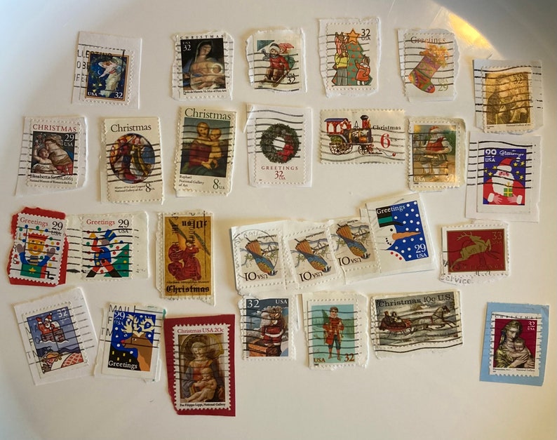CHRISTMAS STAMPS USA 80s-90s Unique Groups of 25 - Etsy