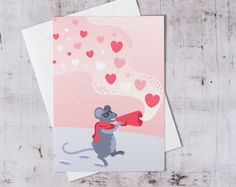 Mouse Valentine Card | Etsy
