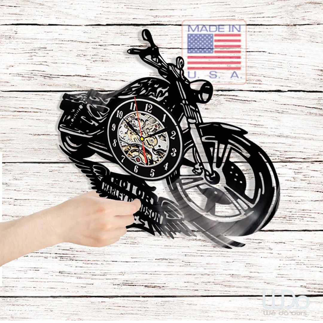 Harley Davidson Motorcycle Vinyl Record Wall Clock, Garage Decor - Etsy