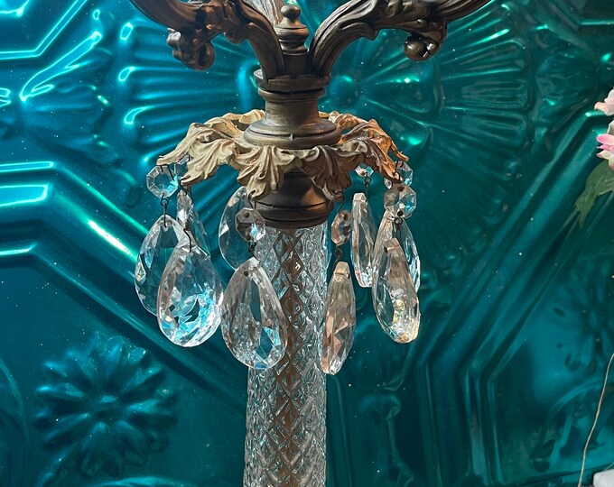 Antique or Vintage Heavy Ornate Metal - Glass Column and Marble Looking ...