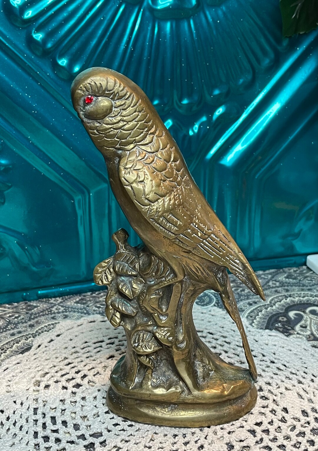 Vintage Brass Bird Parakeet With Rhinestone Eyes - Etsy