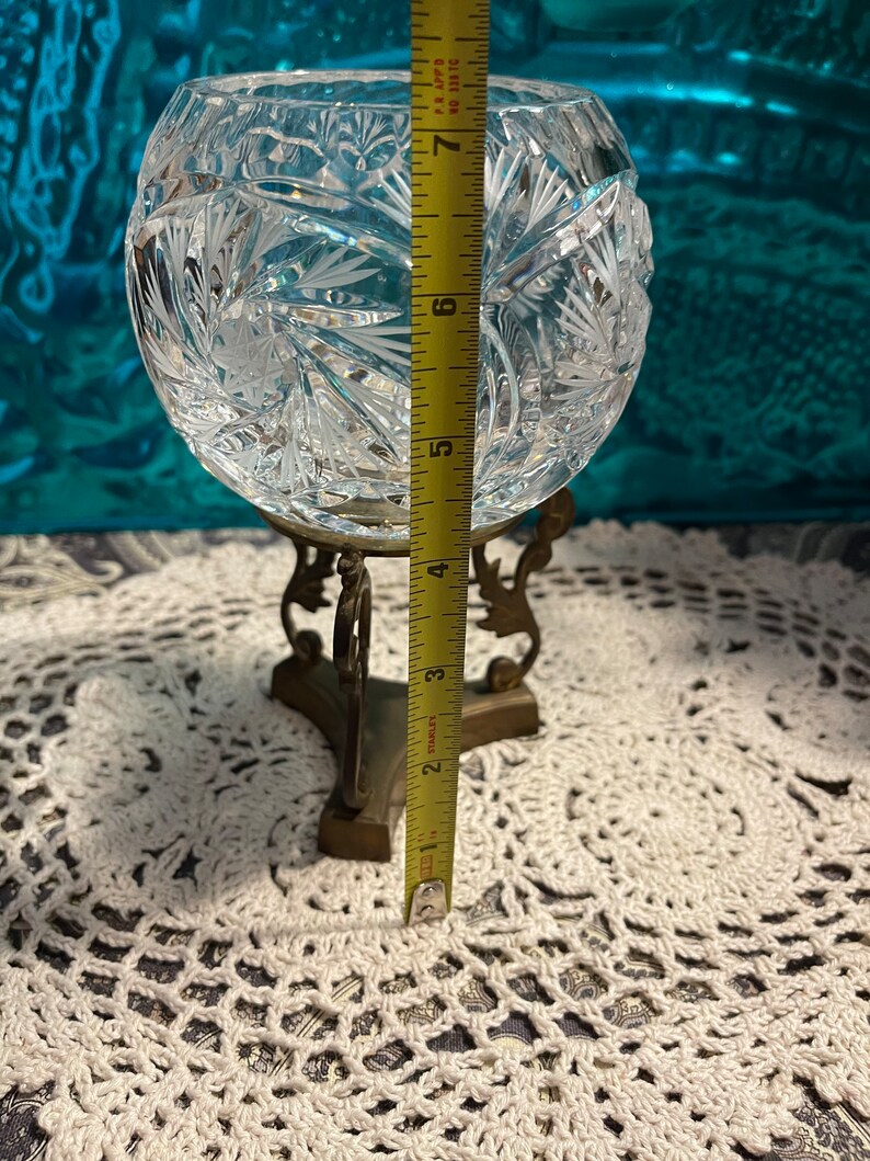 Vintage Aged Small Ornate Brass Stand With Heavy Glass or | Etsy