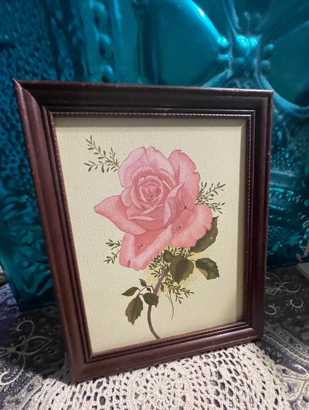 Vintage Wood Framed Original Rose - Flower Painting -aged - Etsy