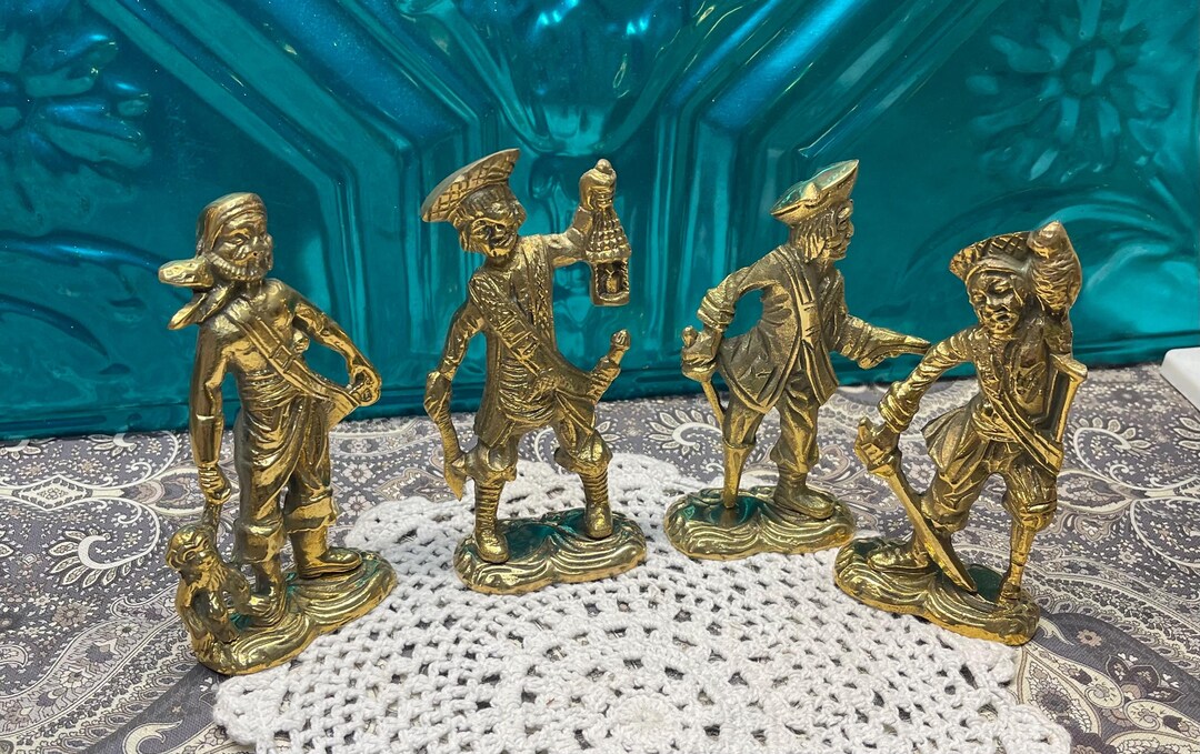 Vintage Set of 4 Brass Pirate Statues - Figurines - Etsy