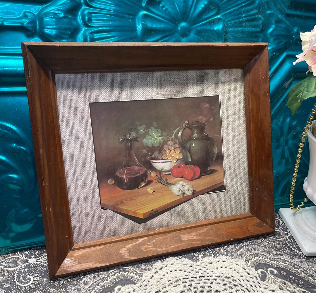 Vintage Wood Framed Still Life Print - Aged Frame - Etsy