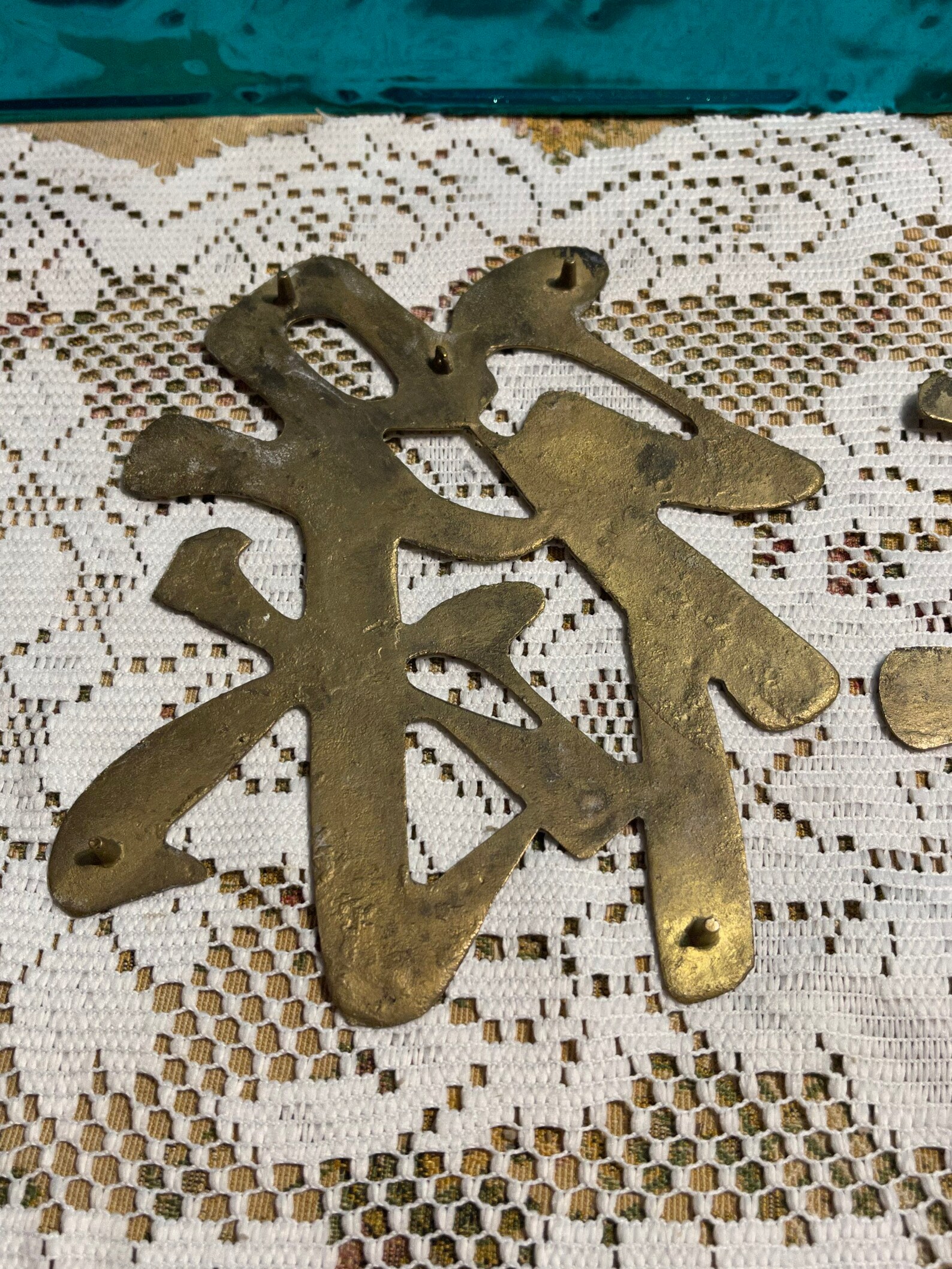 Vintage Brass Trivet Chinese Symbols Wall Decor Set of 2- Showing Their ...