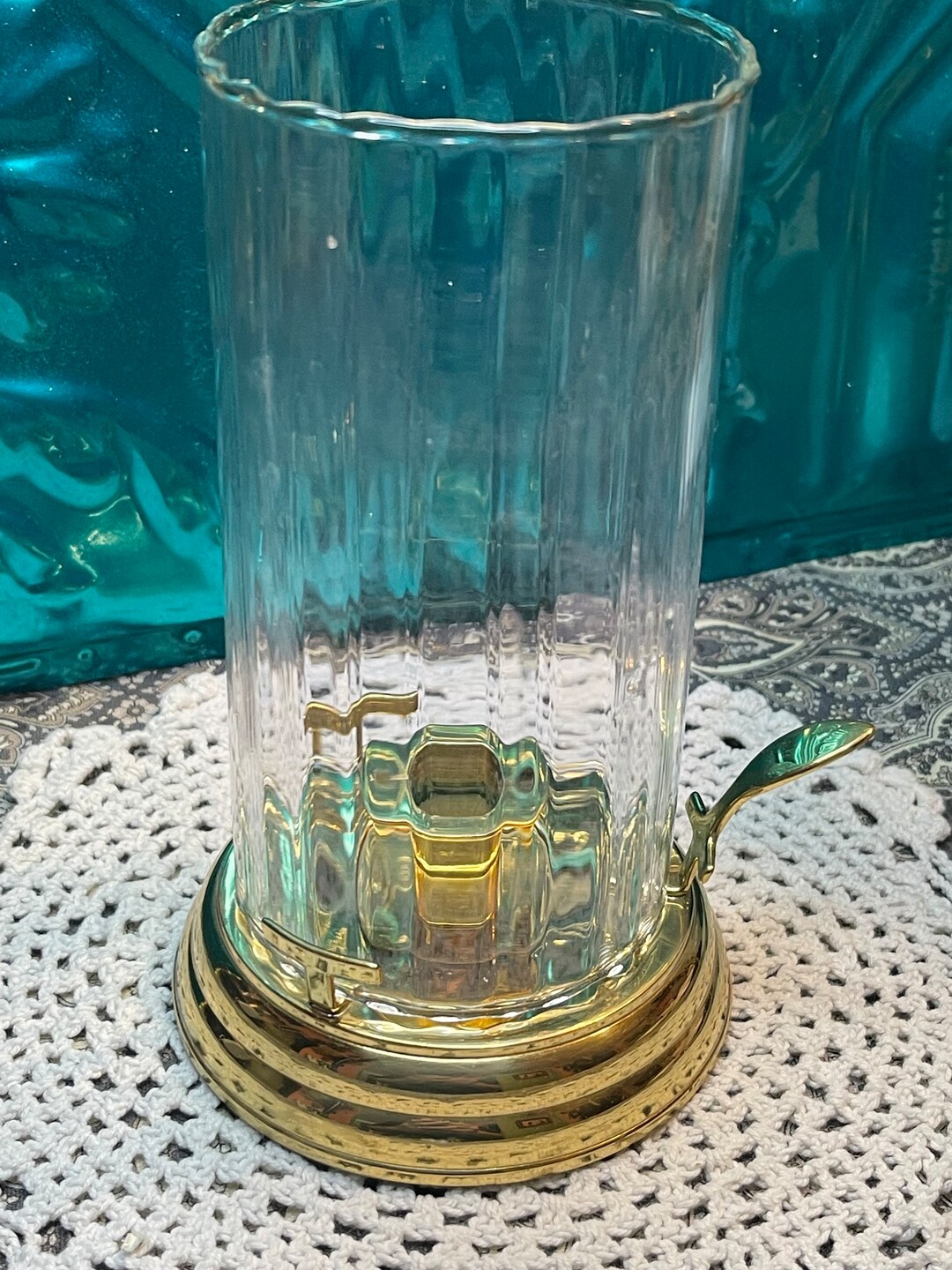 Vintage Brass Chamberstick With Glass - Etsy