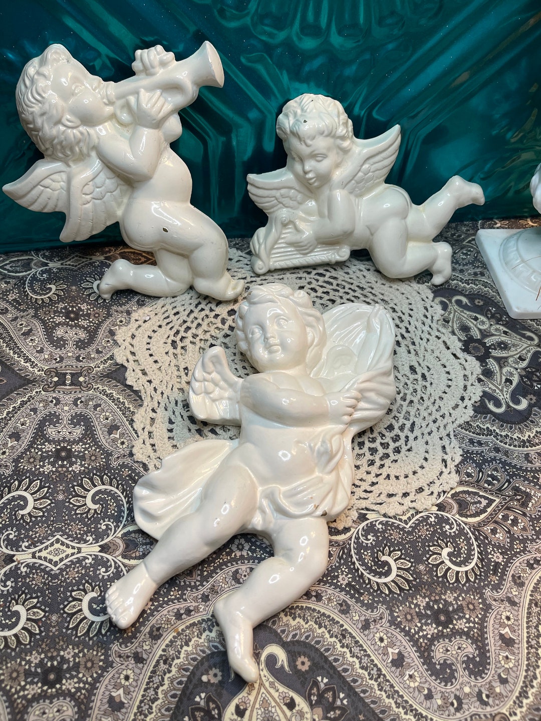 Vintage Plastic and Composite Material Cherub Wall Hangings - 3 Pieces ...