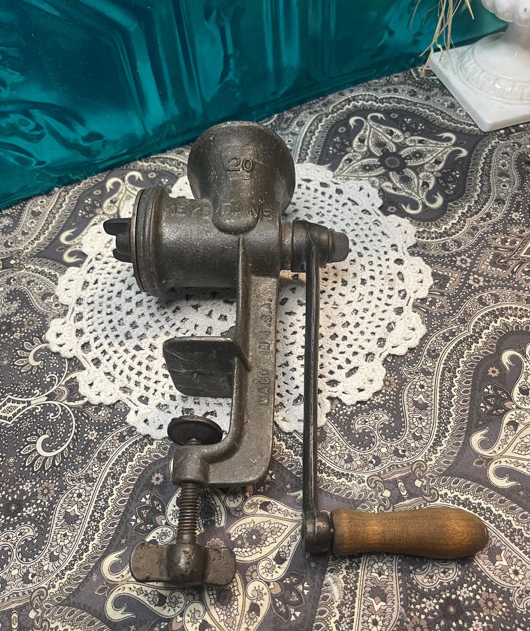 Vintage Heavy Metal Grinder With Wood Handle - Aged - Etsy