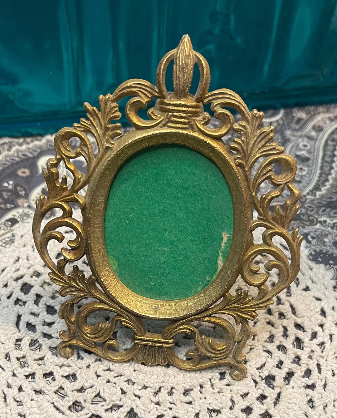 Vintage Small Ornate Gold Tone Metal Photo Frame Victorian Style With ...