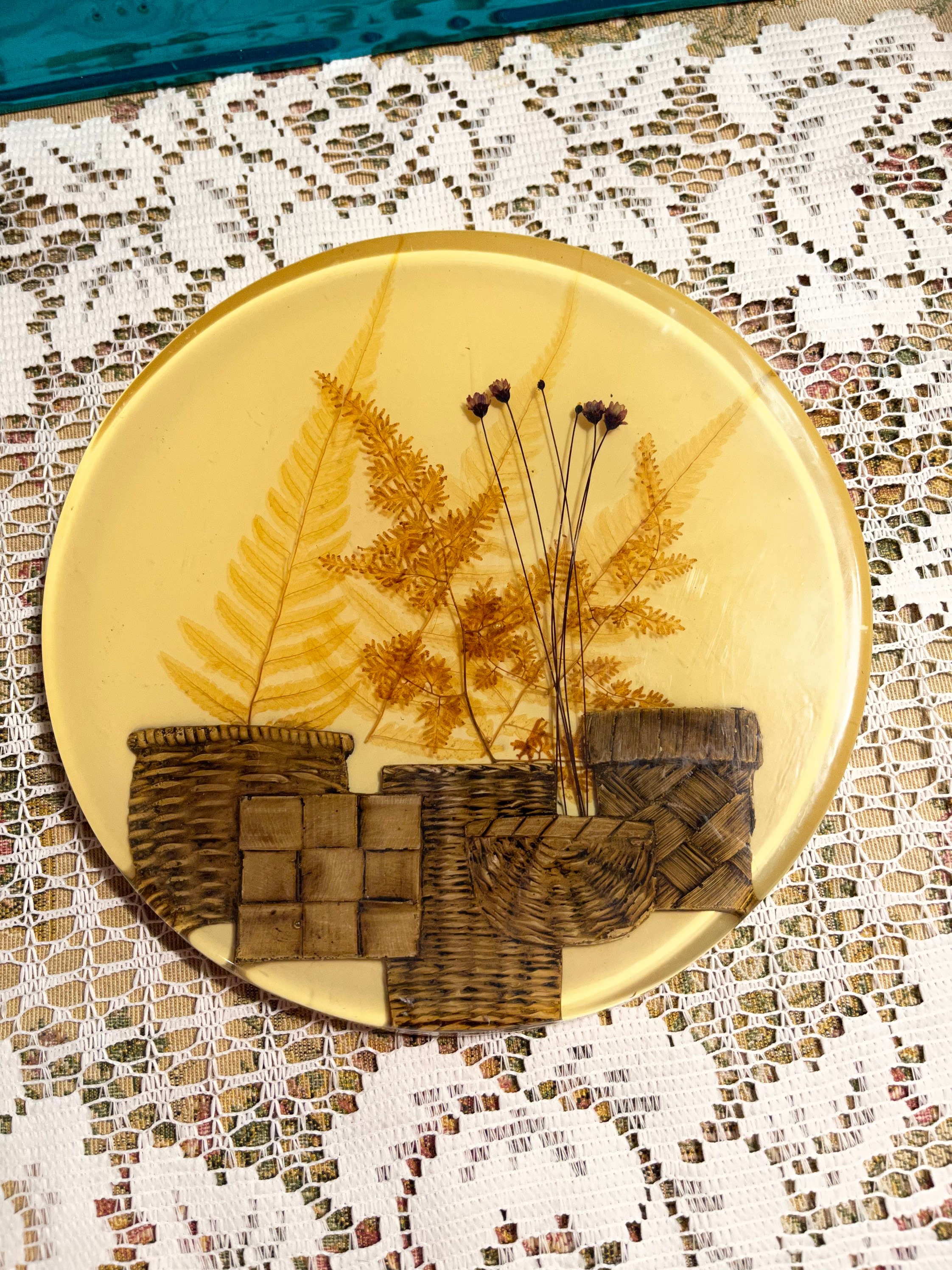 Vintage Lucite Trivet With Dried Flowers Cottage Decor | Etsy