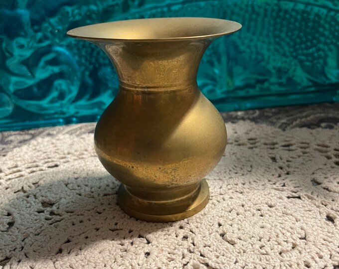 Vintage Small Classic Brass Vase - Aged- Patina - Etsy