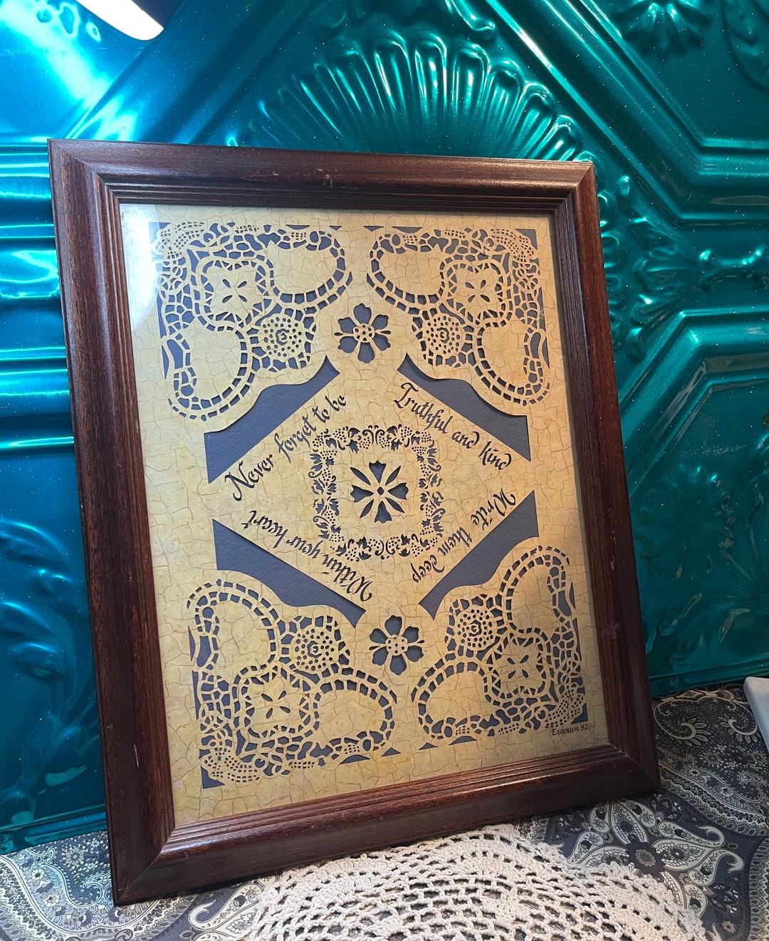 Vintage Wood Framed Cut Out Scherenschnitt Lace Style - Etsy