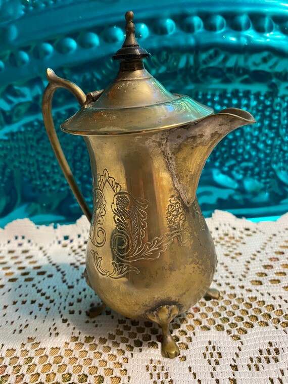 Vintage EPNS brass silver plated ornate creamer with hinged | Etsy