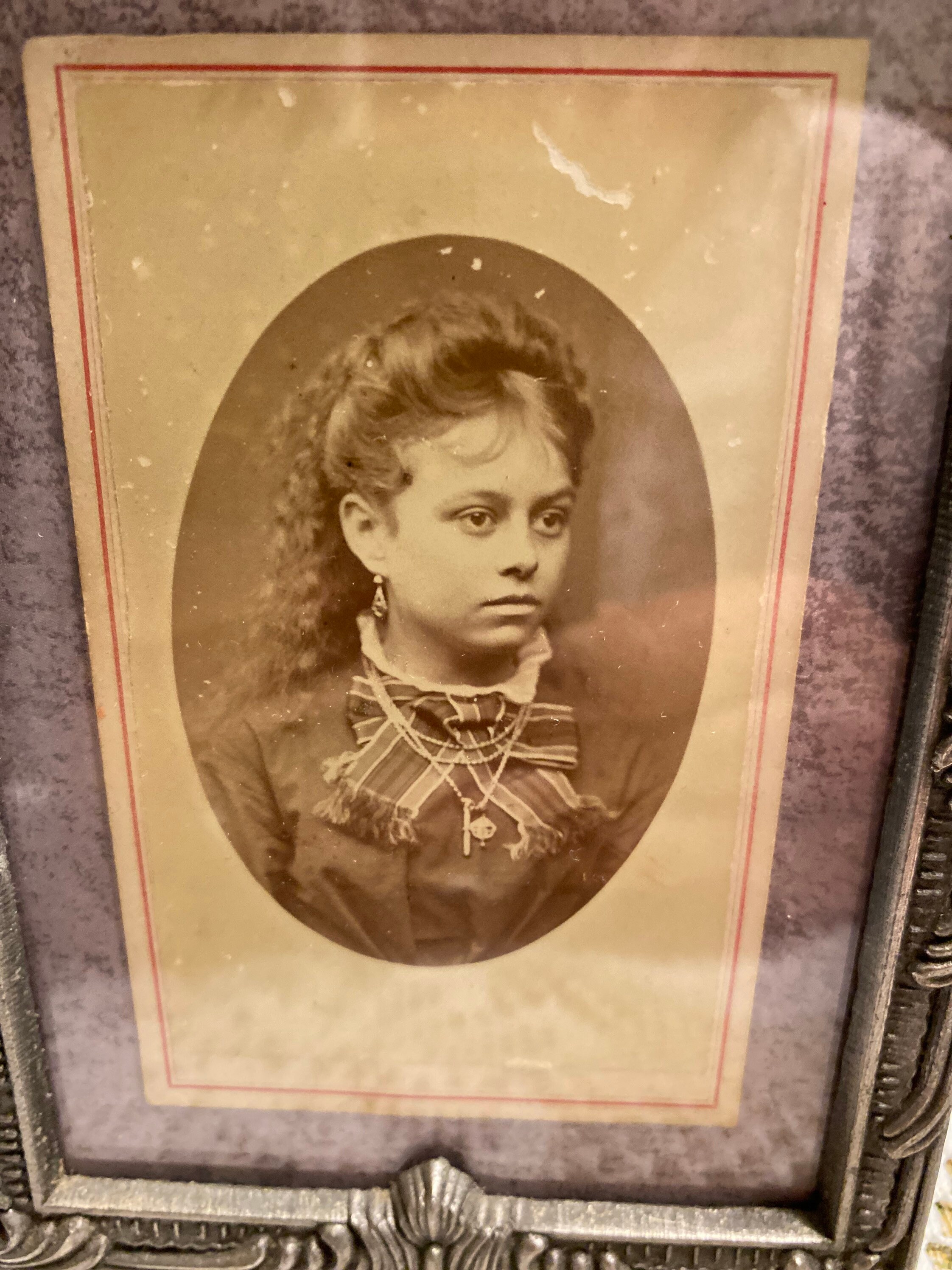 Antique Victorian photo card in ornate vintage metal frame | Etsy