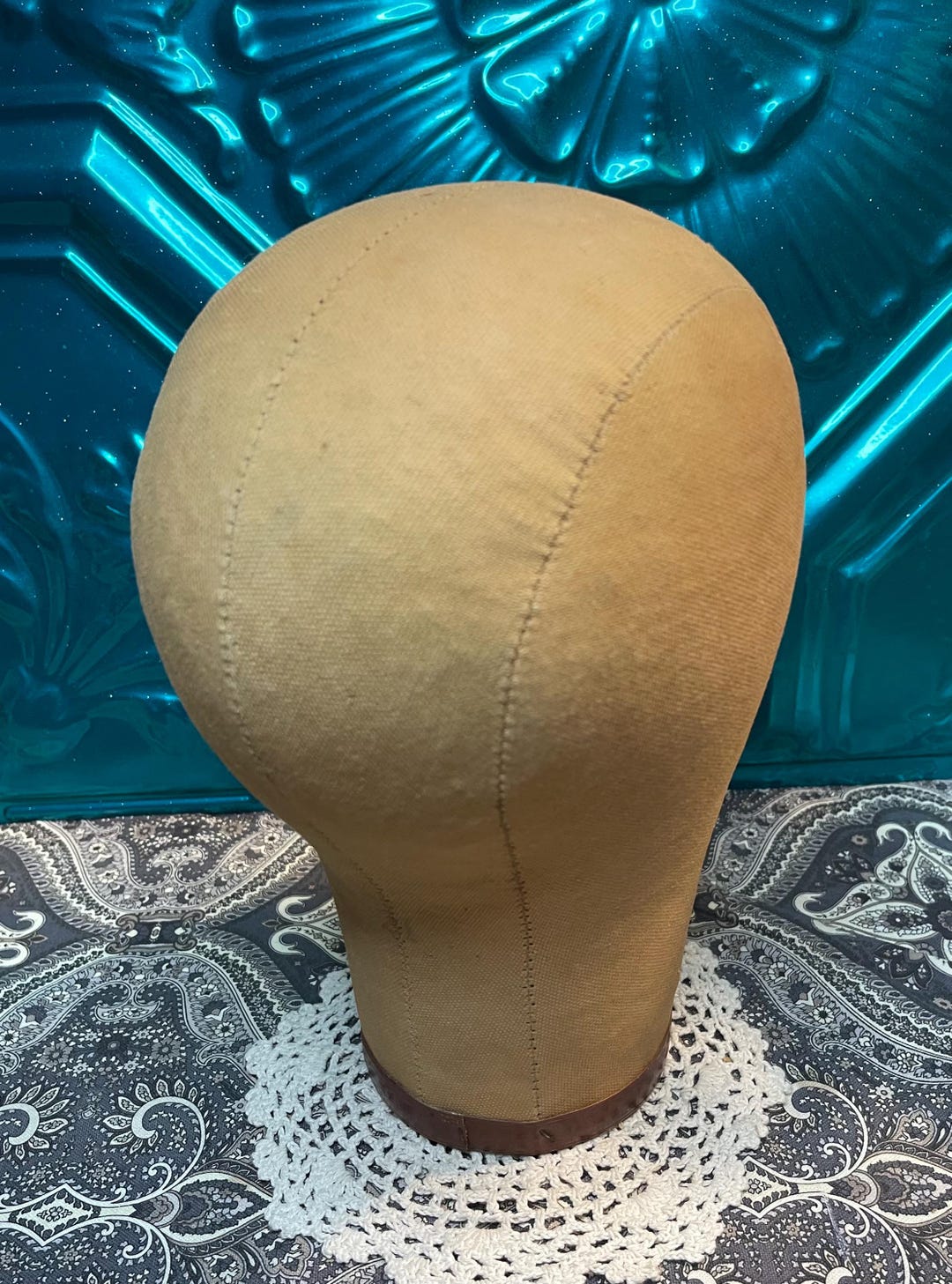 Vintage Canvas Covered Head Form Display Wig Making Hat Making Display ...