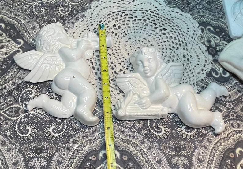 Vintage Plastic and Composite Material Cherub Wall Hangings - 3 Pieces ...