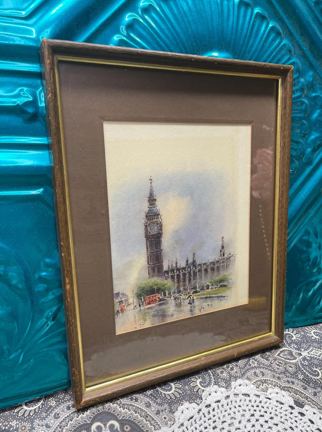 Vintage Wood Framed Lithograph London - Clearly Aged - Etsy