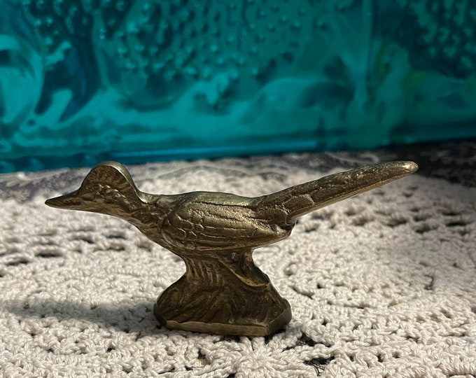 Vintage Small Brass Roadrunner Bird Statue- Figurine - Etsy