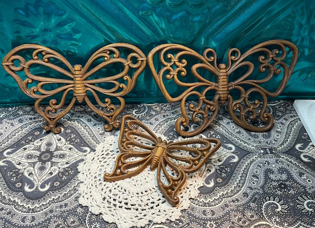 Vintage Ornate Plastic Butterflies Wall Decor Set of 3 - Etsy