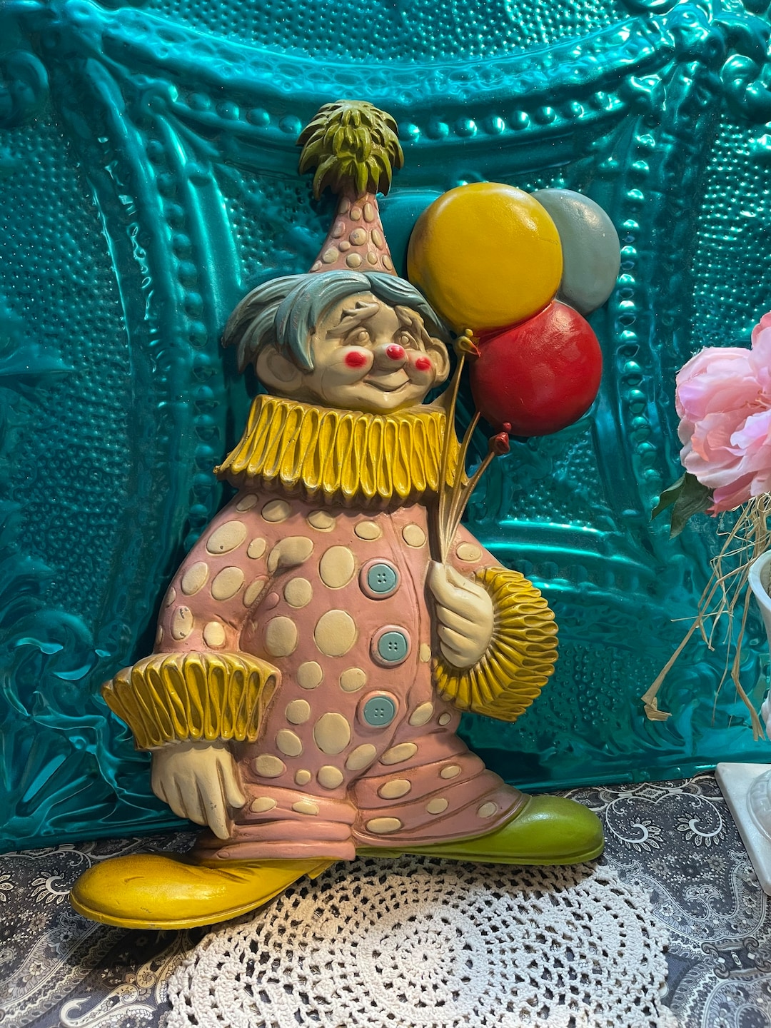 Vintage Large Heavy 1967 Metal Clown Wall Decor - Etsy