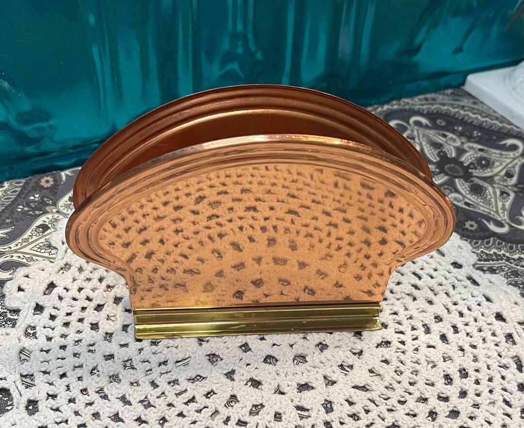 Vintage Copper Napkin Holder With Brass Base- Aged - Etsy