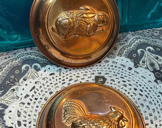 Vintage Set of 2 Small Copper or Copper Plated Mold Wall Decor With ...