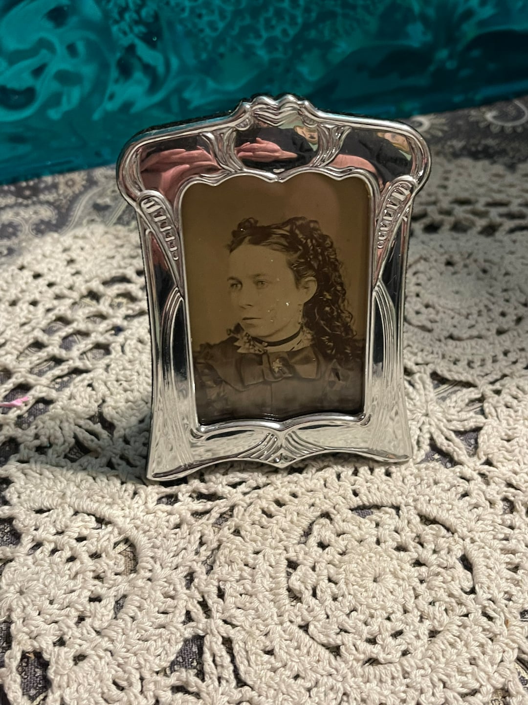Antique Victorian Photo Card in Small Silver Plated or Silver Tone ...