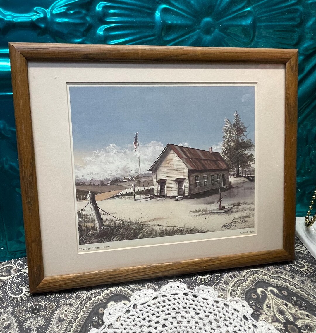 Vintage Wood Framed Matted School House Lithograph Print - Etsy