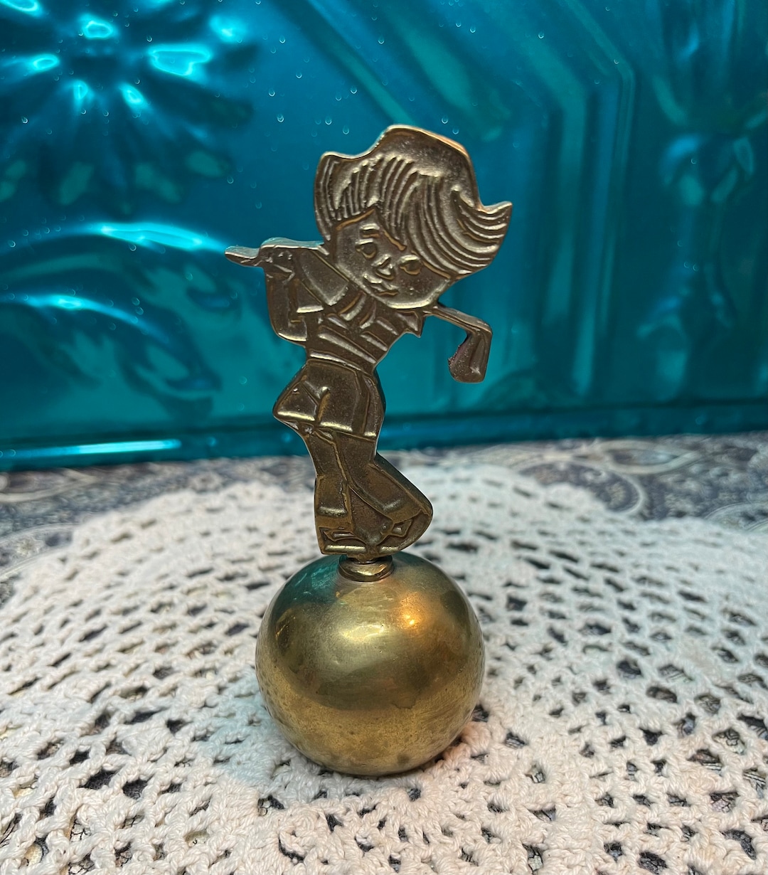 Vintage Uniquely Shaped Small Brass Bell Girl Playing Golf - Etsy