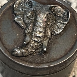 Vintage Small Tin With Pewter Elephant on Lid- Clearly Showing Its Age ...