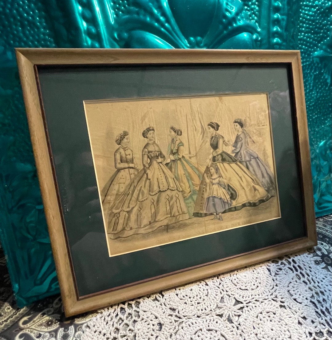 Antique Fashion Print Victorian Ladies -in Vintage Wood Frame - Aged - Etsy